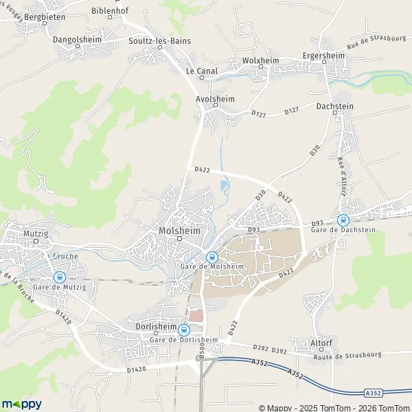 Plan Gare Molsheim : carte de Gare Molsheim, 67120 Molsheim et infos ...