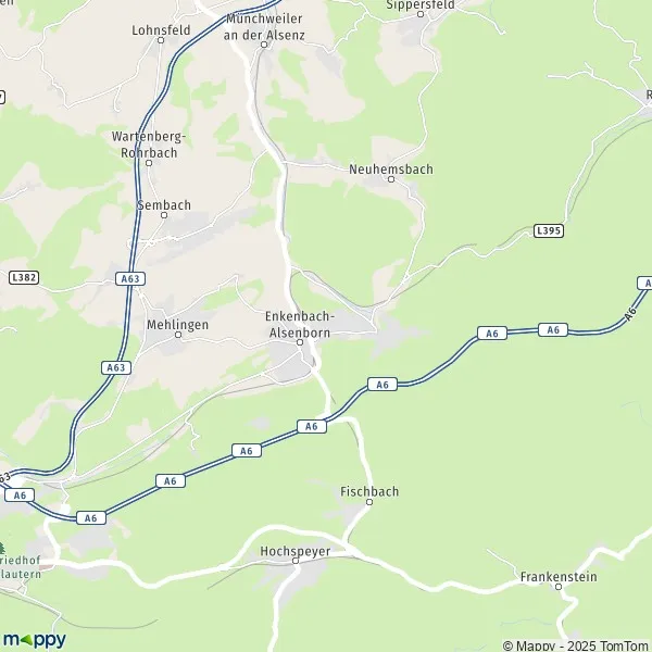 Plan Enkenbach-Alsenborn : carte de Enkenbach-Alsenborn (67677) et ...