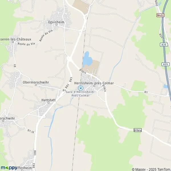 Plan Herrlisheim-près-Colmar : carte de Herrlisheim-près-Colmar (68420 ...