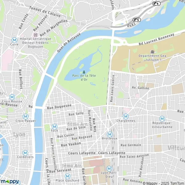 Plan 6e Arrondissement Lyon : carte de 6e Arrondissement Lyon (69006 ...