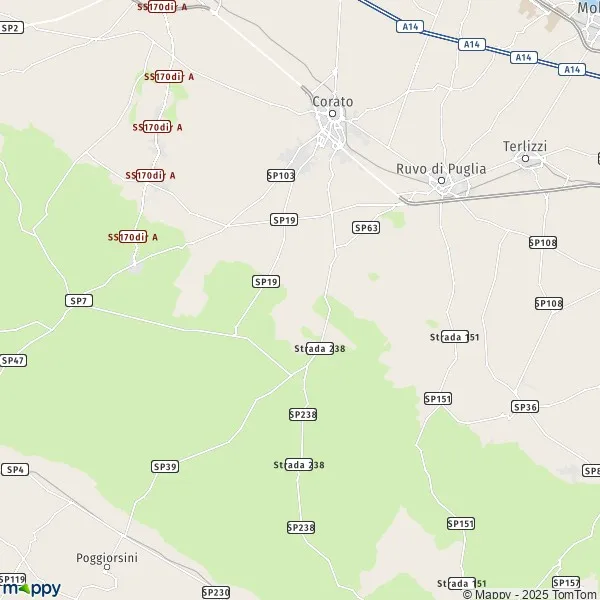 Plan Ruvo di Puglia : carte de Ruvo di Puglia (70037) et infos pratiques