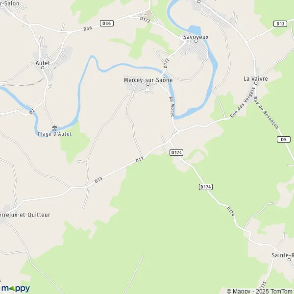 Plan Mercey-sur-Saône : carte de Mercey-sur-Saône (70130) et infos ...