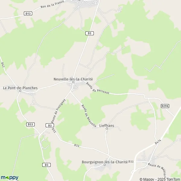 Plan Neuvelle-lès-la-Charité : carte de Neuvelle-lès-la-Charité (70130 ...