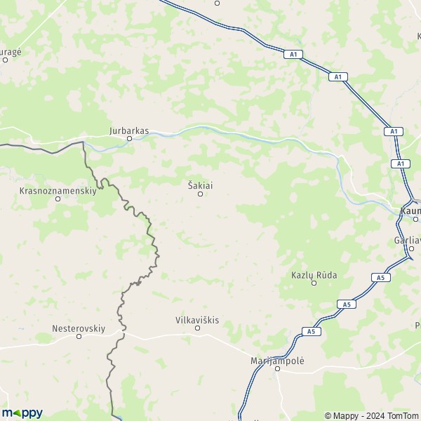Plan Šakiai : carte de Šakiai (71001) et infos pratiques