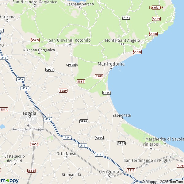 Plan Manfredonia : carte de Manfredonia (71040) et infos pratiques