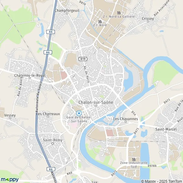 Plan P.A. Bords de Saône : carte de P.A. Bords de Saône, 71100 Chalon ...