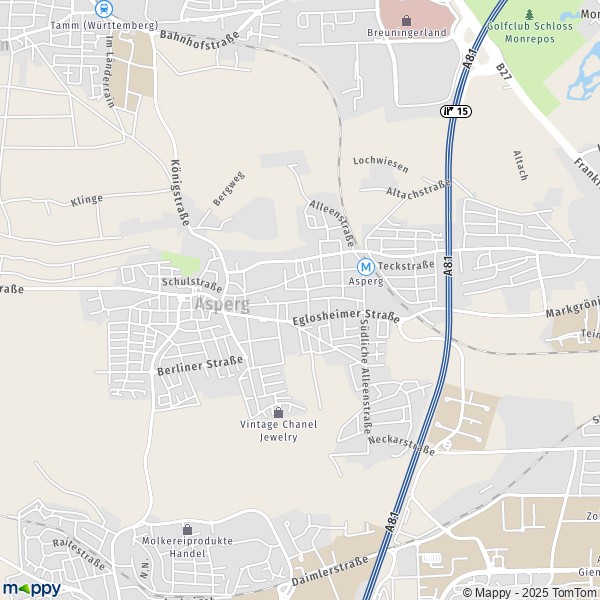 Plan Asperg : carte de Asperg (71634) et infos pratiques