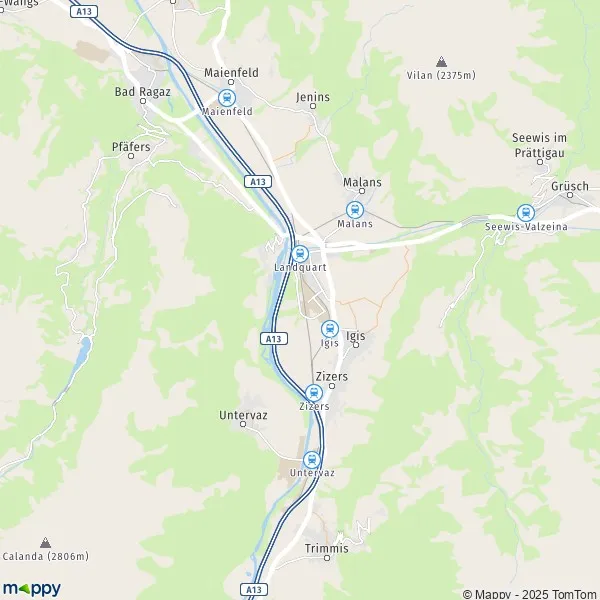 Plan Landquart : carte de Landquart (7206) et infos pratiques