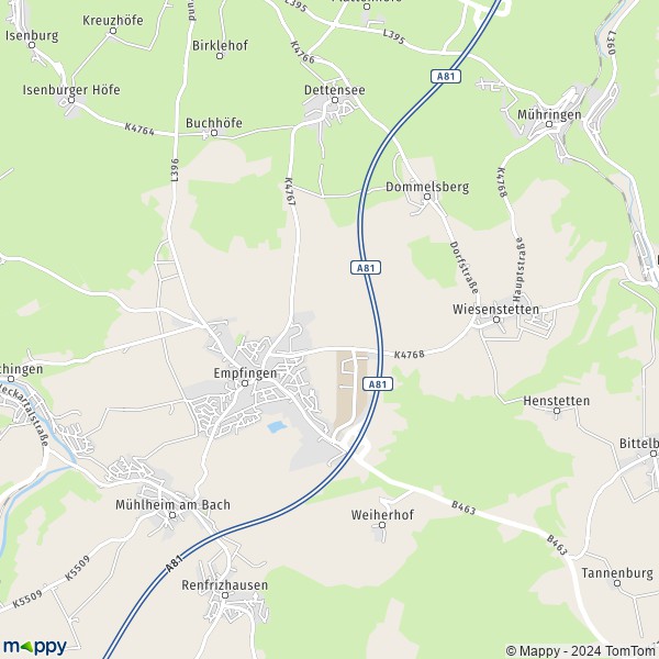 Plan Empfingen : carte de Empfingen (72172) et infos pratiques