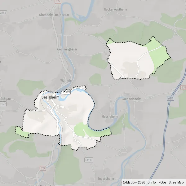 La carte pour la ville de 74354-74379 Besigheim