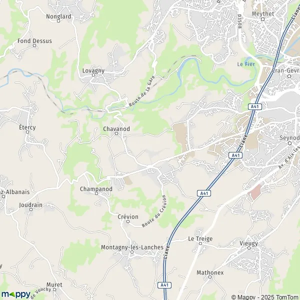 Plan Chavanod : carte de Chavanod (74650) et infos pratiques