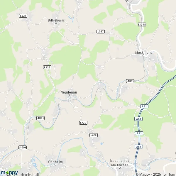 Plan Neudenau : carte de Neudenau (74861) et infos pratiques