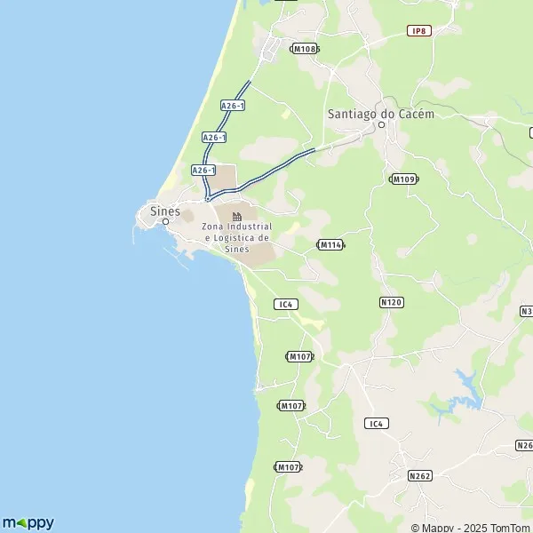 Plan Sines : carte de Sines (7520) et infos pratiques