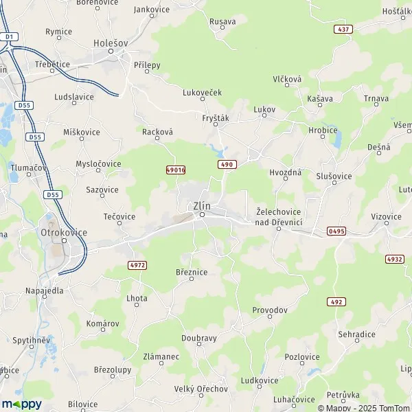 Plan Zlín : carte de Zlín (760 01) et infos pratiques