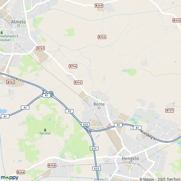 Plan Borne : carte de Borne (7621) et infos pratiques