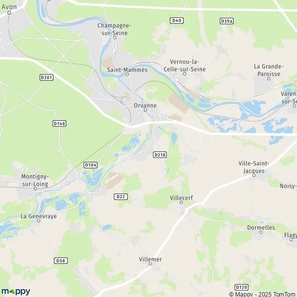 Plan Orvanne : carte de Orvanne, 77250 Moret-Loing-et-Orvanne et infos ...