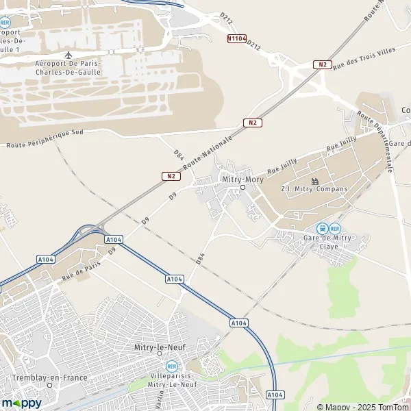 Plan Mory : carte de Mory, 77290 Mitry-Mory et infos pratiques