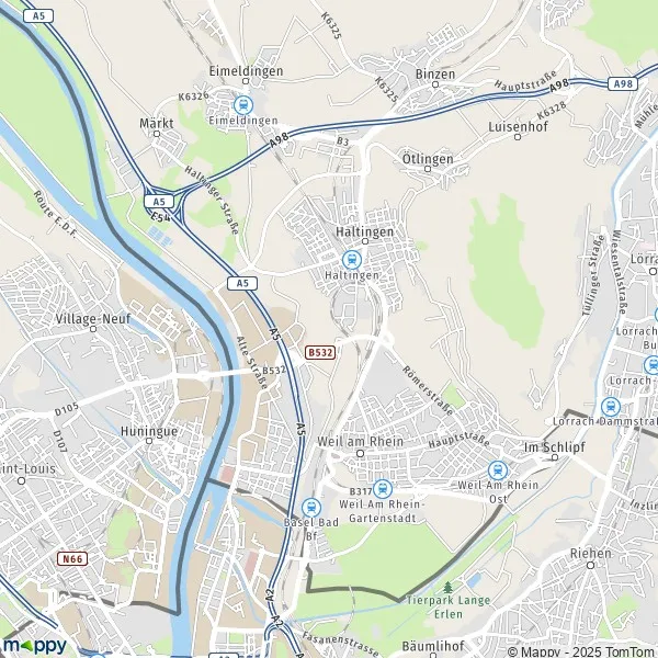 Plan Weil am Rhein : carte de Weil am Rhein (79576) et infos pratiques