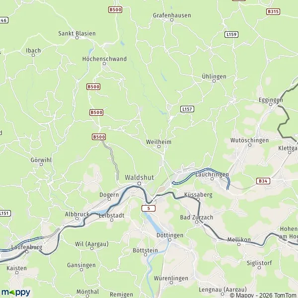 Plan Waldshut-Tiengen : carte de Waldshut-Tiengen (79761) et infos ...