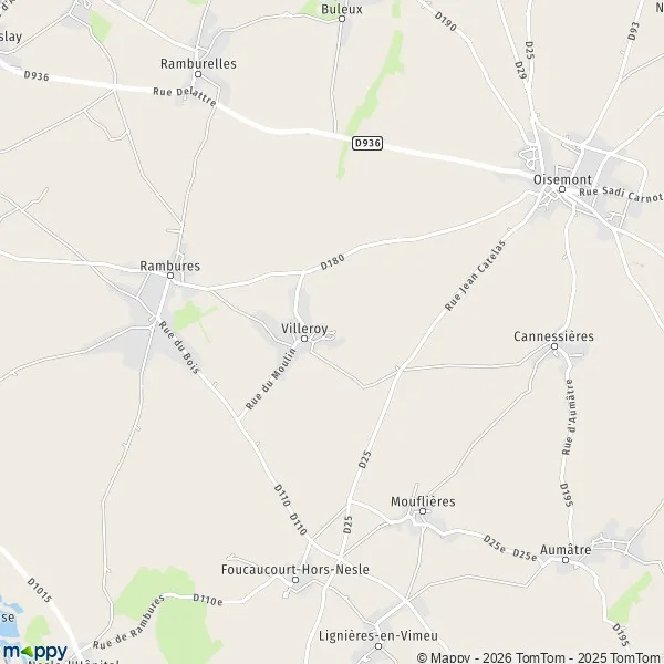 Plan Les Vallées : carte de Les Vallées, 80140 Villeroy et infos pratiques