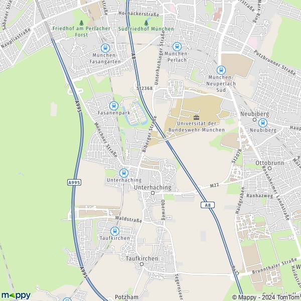 Plan Unterhaching : carte de Unterhaching (82008) et infos pratiques