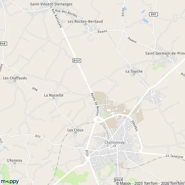 Plan Les Trois Pigeons : carte de Les Trois Pigeons, 85110 Chantonnay ...