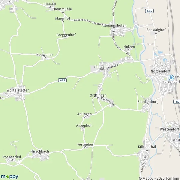 Plan Ehingen : carte de Ehingen (86678) et infos pratiques