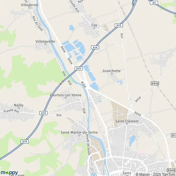Plan Saint-Denis-lès-Sens : carte de Saint-Denis-lès-Sens (89100) et ...