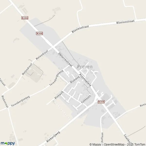 Plan Proven : carte de Proven, 8972 Poperinge et infos pratiques