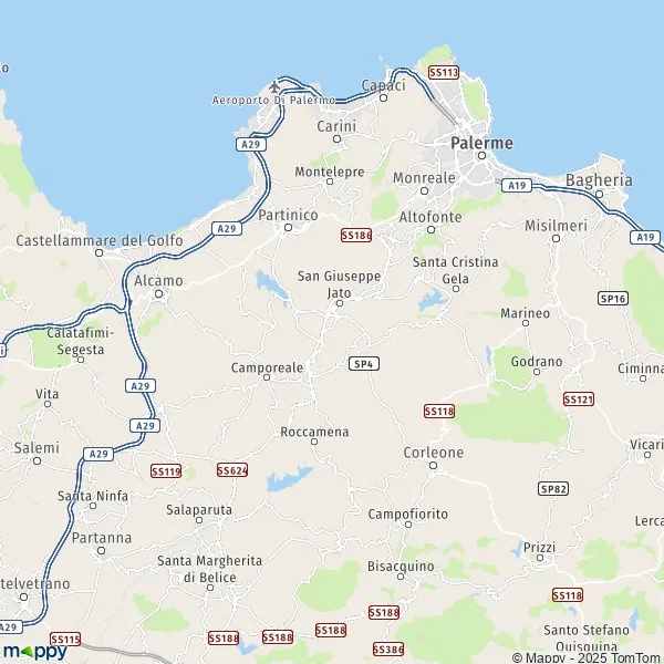 Plan Monreale : carte de Monreale (90040) et infos pratiques