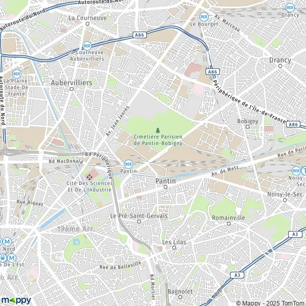 Plan Pantin : carte de Pantin (93500) et infos pratiques