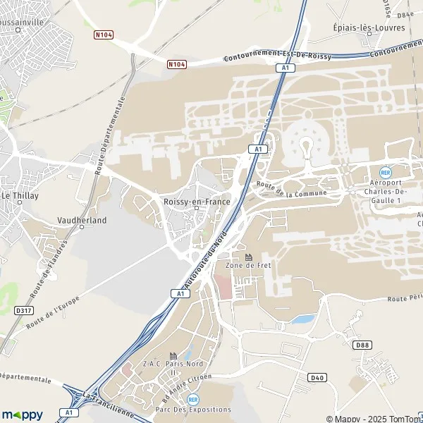 Plan Roissy-en-France : carte de Roissy-en-France (95700) et infos ...