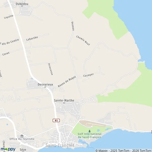 Plan Cocoyer : carte de Cocoyer, 97118 Saint-François et infos pratiques