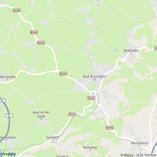 Plan Bad Kissingen : carte de Bad Kissingen (97688) et infos pratiques