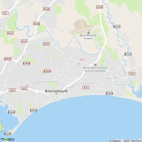 Plan Bournemouth : carte de Bournemouth, Bournemouth, Christchurch and ...