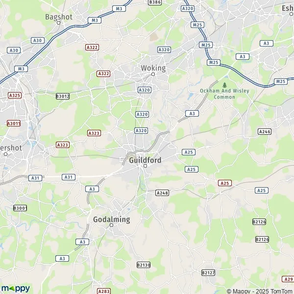 Plan Guildford : carte de Guildford (GU1 1) et infos pratiques