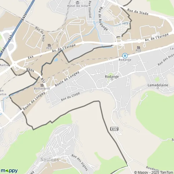 Plan Rodange : carte de Rodange (Gare), L-4416-L-6740 Pétange et infos ...