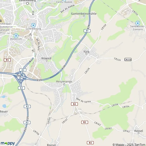 Plan Hesperange : carte de Hesperange (L-4418) et infos pratiques