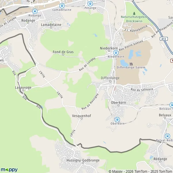 Plan Differdange : carte de Differdange (Gare), L-4620 Differdange et ...