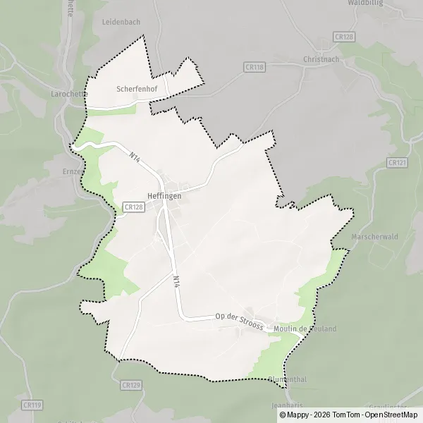La carte pour la ville de Heffingen L-4693-L-7670
