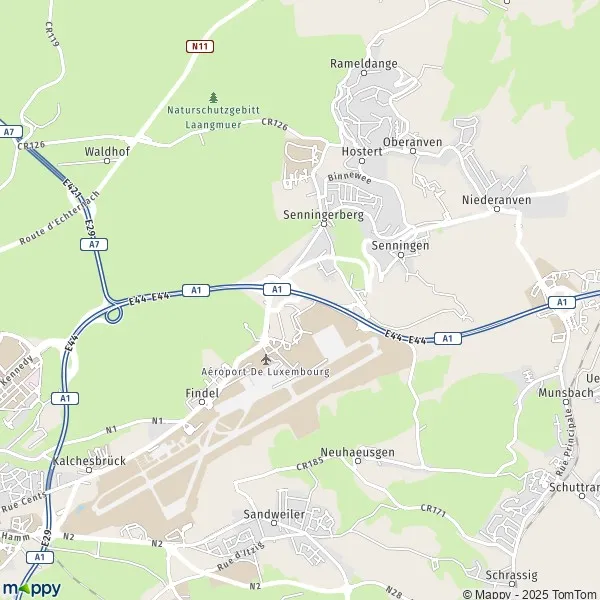 Plan Niederanven : carte de Niederanven (L) et infos pratiques