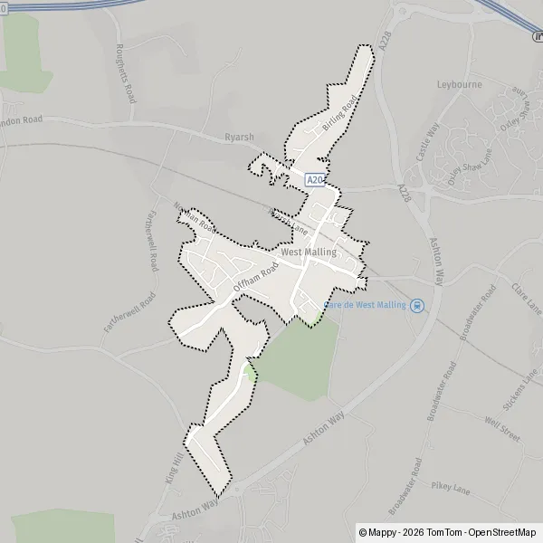 Plan West Malling : carte de West Malling, Tonbridge and Malling ME19 6 ...