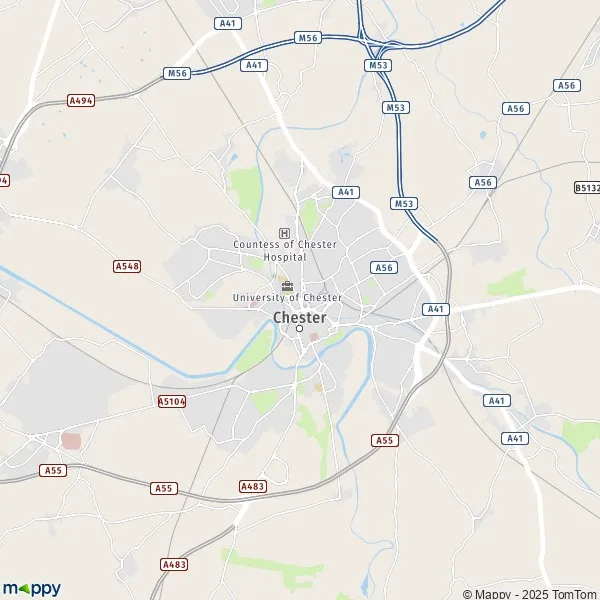 Plan Chester : carte de Chester (CH1 2) et infos pratiques