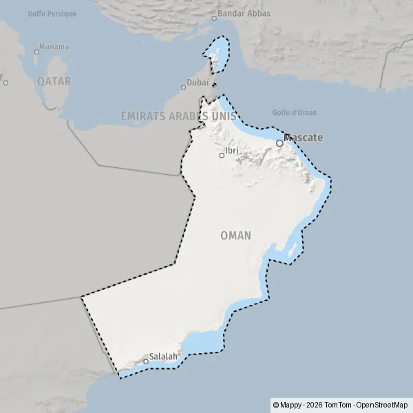 La carte du pays Oman