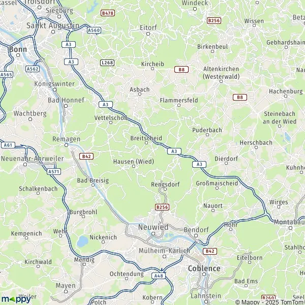 Carte Neuwied : plan de Neuwied et infos pratiques - Mappy