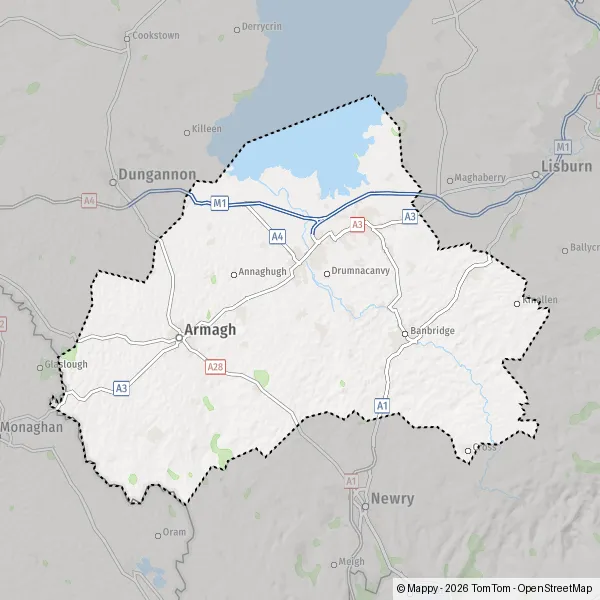 Carte Armagh City, Banbridge and Craigavon : plan de Armagh City ...