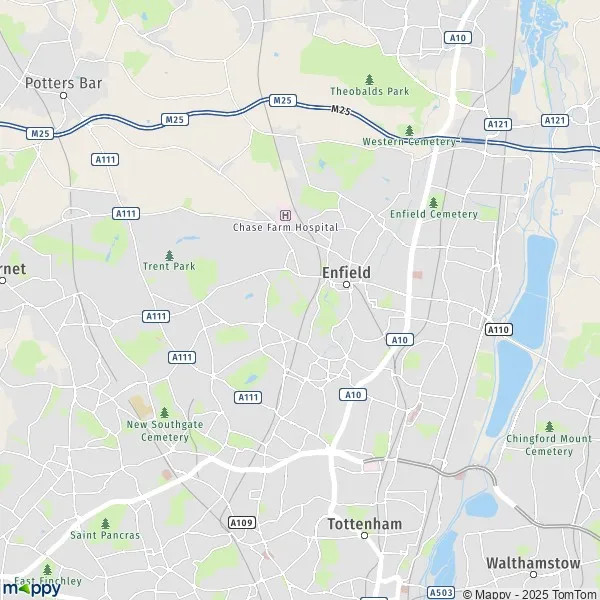 Plan Enfield : carte de Enfield (E4 8) et infos pratiques