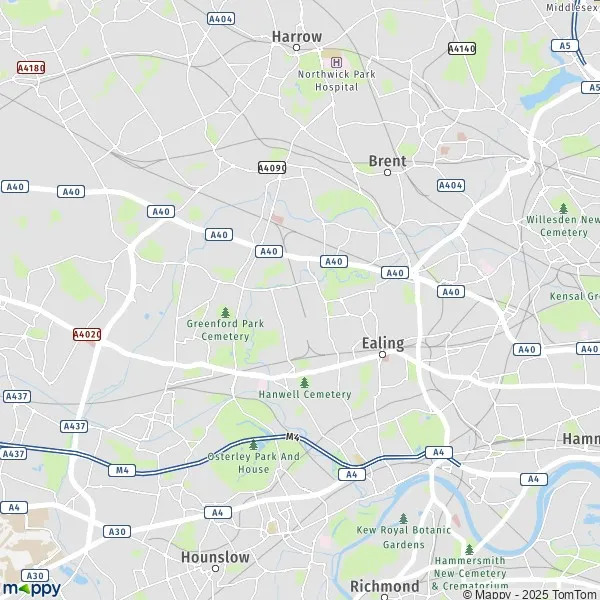 Plan Ealing : carte de Ealing (HA0 1) et infos pratiques