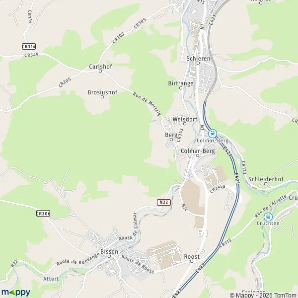 Plan Colmar-Berg : carte de Colmar-Berg (L-4409) et infos pratiques
