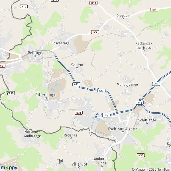 Plan Sanem : carte de Sanem (L) et infos pratiques